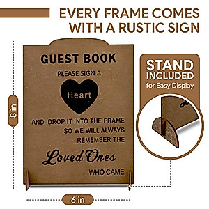 GLM Wedding Guest Book Alternative with Sign, 160 Hearts and 4 Large Hearts, Guest Book Wedding Reception, Rustic Wedding Decorations for Reception, Wedding Decor (Brown)