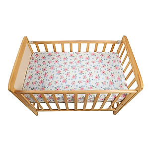 Crib Fitted Sheets 2 Pack Set for Baby Girl Soft Stretchy Jersey Knit Baby Sheet for Standard Crib and Toddler Mattress, Pink Floral