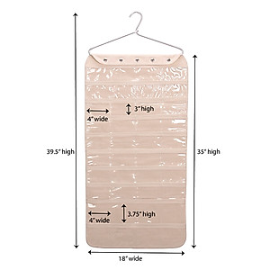 Household Essentials 80-Pocket Hanging Jewelry and Accessories Organizer, Natural Canvas