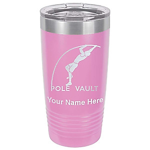 LaserGram 20oz Vacuum Insulated Tumbler Mug, Pole Vault, Personalized Engraving Included (Light Purple)