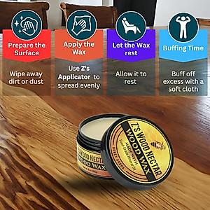 Z's Wood Nectar: 9oz Food-Grade Wood Wax & Conditioner for Cutting Boards, Butcher Blocks, and Kitchen Utensils - Unscented & Made in the USA - Natural Wood Finish for Bamboo, Countertops, and More