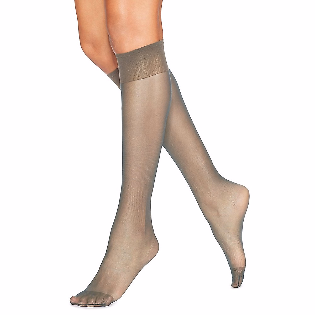 Hanes Silk Reflections Silky Sheer Knee Highs W/Reinforced Toe 2PK_TvlBuf_OS
