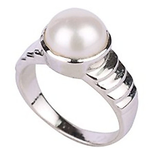 Natural Certified Pearl Stone, 92.5 Sterling Silver White Pearl Astrology & Purpose, Statement Ring BY JEWELLERYHUB (12.00 Carat)