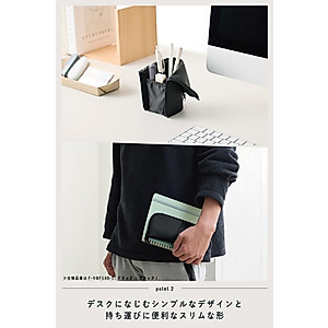 KOKUYO Pencil Case Pouch, Neo Critz Standing Pen Pouch Bag, Foldable Stand up Pencil Holder Organizer, Small Portable Pencil Box for School Office Supplies, Dot Navy, Regular Size (F-VBF180-6)