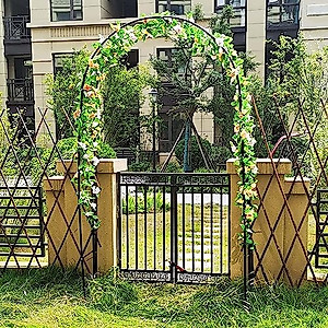 SEVSO Large Metal Garden Arch for Climbing Plant Wide 1.4M 1.2M 1.8M 2.4M 3M 3.5M Sturdy Durable Rose Archway Weather-Resistant Iron Tubular Pergola Trellis,White,W1.2M*H2.2M