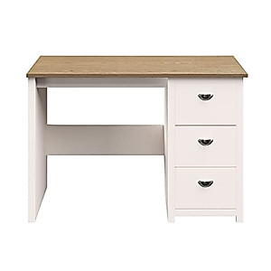 Lavish Home Computer Desk with 3-Drawers, White and Wood Finish
