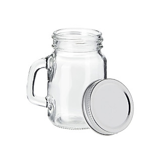Juvale 24 Pack 4 oz Mason Jars with Lids, Mini Glass Jars with Metal Lids and Handles for Arts and Crafts, DIY Projects