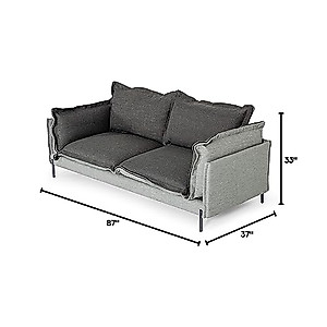 Limari Home Roch Collection Modern Style Living Room Fabric Upholstered Sofa with Titanium Alloy Metal Legs, Gray