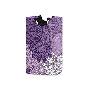 Nander Laundry Basket Purple Mandala Boho Large Hamper Foldable Bag for Dirty Clothes Organizer Laundry Bag Picnic Baskets Print Toy Gift Organizer