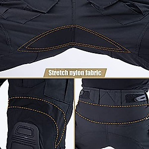 G3 Combat Pants with Knee Pads Tactical Military Trousers Hunting Camo Pants for Men Rip-Stop Airsoft Gear (Black, 34)