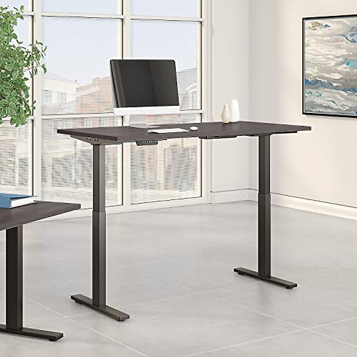 Bush Business Furniture Move 60 Series Height Adjustable Standing Desk, 60W x 30D, Storm Gray with Black Base