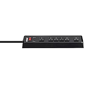 Monoprice Metal Surge Protector - 6 Outlet Power Strip, 1150 Joules 15 Amp, 125 Volt, 1875 Watt, 15 Feet, Black
