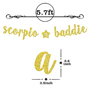 Scorpio Baddie Banner, Scorpio Happy Birthday Decor, 12 Constellation Zodiac Scorpio Themed Birthday Party Decorations for Boys and Girls - Gold Glitter