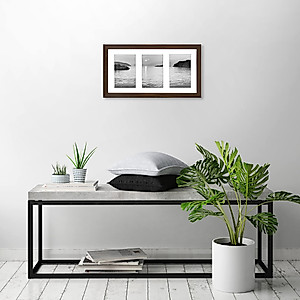 Americanflat 8x14 Collage Picture Frame in Walnut - Displays Three 4x6 Frame Openings - Engineered Wood Panoramic Picture Frame with Shatter Resistant Glass, Hanging Hardware, and Easel