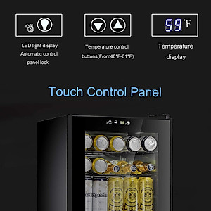 Antarctic Star Beverage Cooler 145 Can Mini Fridge Glass Door for Soda Beer Wine Glass Door Stainless Steel Small Drink Refrigerator Digital Display for Home, Office Bar,4.4cu.ft
