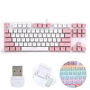 Kafuty-1 Mechanical Gaming Keyboard,Wired USB Computer Gaming Keyboard,87 Keys Mixed Light Mechanical Keyboard for Desktop/Laptop,Mechanical Blue Switch,Plug and Play(#2)