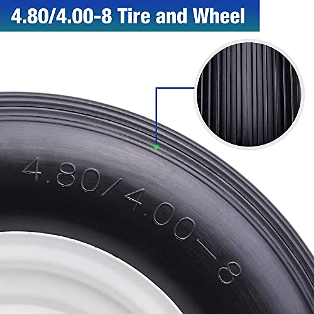 BAIVE BW 16" 4.80/4.00-8 Flat Free Solid Polyurethane Tire and Wheel, 1 Pack PU Airless Tires with 5/8" Ball Bearings 6" Iron Hub for Wheelbarrow/Hand Truck/Tool Cart/Garden Carts, 1 Pack