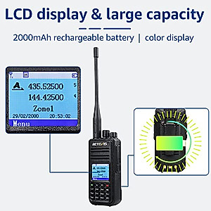 Retevis RT3S Dual Band DMR Radio, Digital Analog 2 Way Radio with GPS APRS, 3000Ch 10000 Contacts 2000mAh, Long Range Handheld Walkie Talkie for Traveling Hiking (Black 1 Pack)