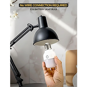 Fulighture 2 Pack Wireless Rechargeable Light Bulbs, E26 Battery Operated Light Bulb with Remote Control, Type-C Charging, RGB + Warm/Cool White, Perfect for Areas Without Hardwiring