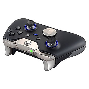 eXtremeRate Matte Chrome Blue Accent Rings Accessories for Xbox One Elite, Elite Series 2 Controller, Replacement Parts Profile Switch Buttons for Xbox One Elite Controller - Pack of 2