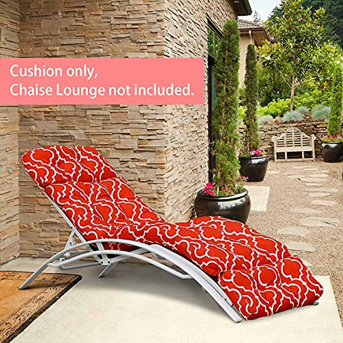 Aoodor 72“ x 22” x 6" Patio Furniture Chaise Lounger Recliner Cushion Fabric Slipcover Foam - Flower Pattern