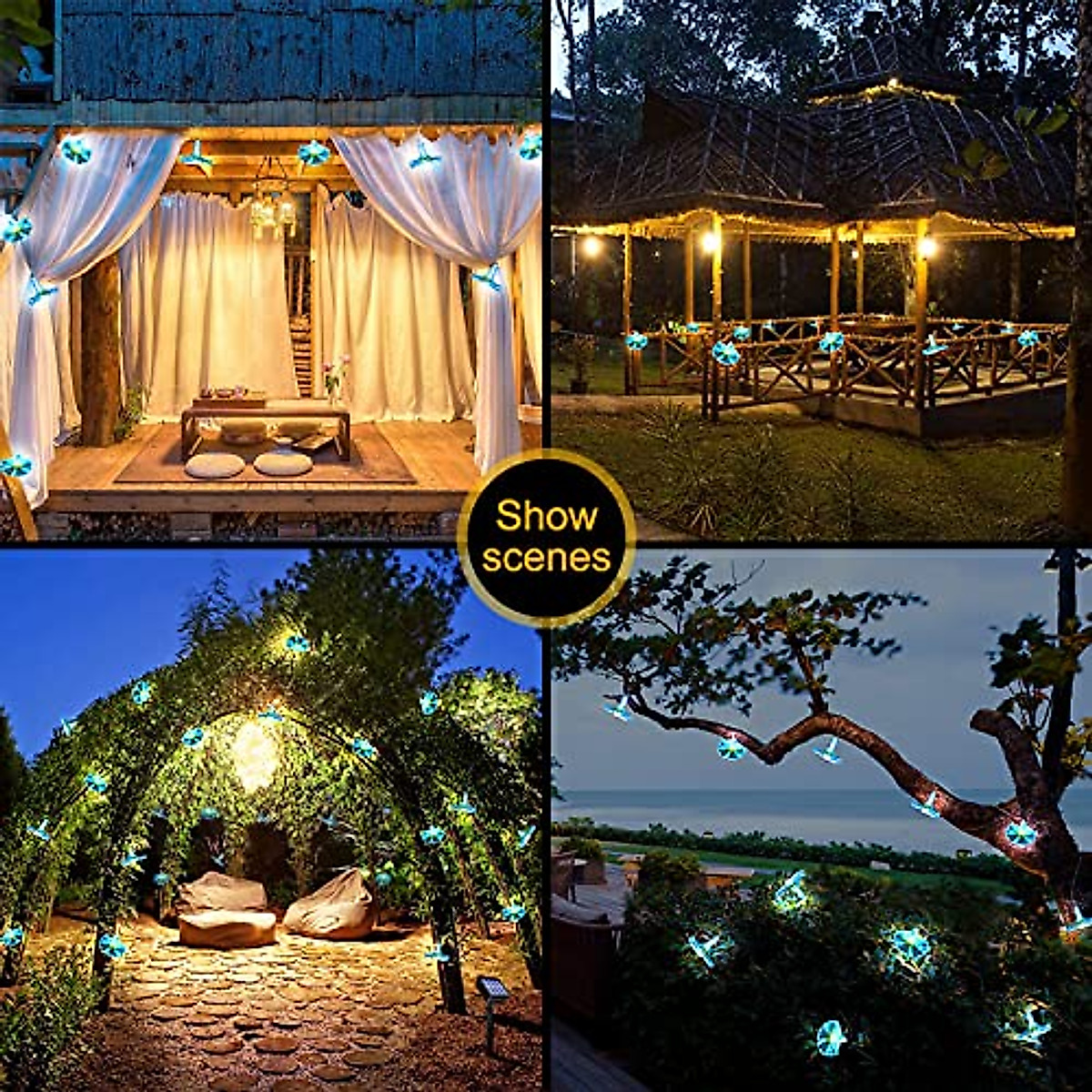 Christmas Lights Outdoor Solar Flower Light Waterproof 10LED Morning Glory Solar Fairy Decorative String Lights for Gardens Home