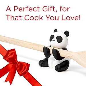 Silicone Panda Spoon and Utensil Holder - Cute Kitchen Gadget for Spoon Rest and Utensil Storage - Food Grade, BPA Free, Heat Resistant - Black and White Panda Design