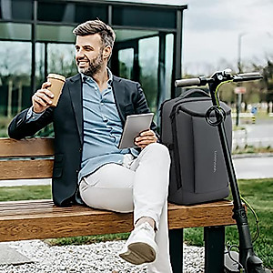 LOVEVOOK Business Backpack for Men,Waterproof With USB Tech Backpack for Work,Travel Laptop Backpack Fits (17.3 inch&Grey)