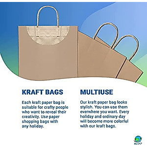Amiff Kraft Paper Bags with Handles 13 x 7 x 17 Inch, Pack of 10 Brown Bags with Handles, Recyclable Sturdy 150 GSM Kraft Bags, Stylish and Classy Brown Paper Bags with Handles Bulk
