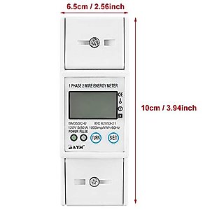 BAYM® 5(80) A 120V 60HZ Single Phase Din Rail Digital Modbus Smart Remote KWH Watt Hour Din-Rail Energy Meter LCD with Button 80A