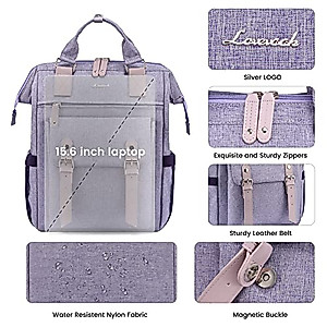 LOVEVOOK Laptop Backpack for Women, Teacher Nurse Bag Work Travel Computer Backpacks Purse,Daypack Water Resistant with USB Charging Port, 15.6 inch