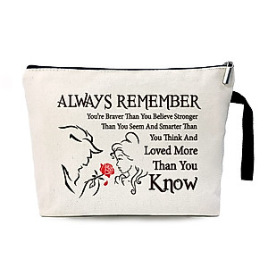 ZHANTUONE Beauty Beast Story Cosmetic Bag，you Are Braver Stronger Smarter Than You Think Cosmetic Bag，Beauty Beast Inspired Gifts，Beauty Beast Movie Fans Gift，Gift Idea for Fans