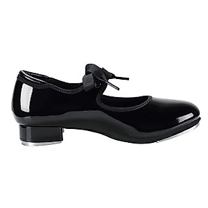 Linodes Unisex PU Leather Ribbon Tie Tap Shoe Dance Shoes for Women and Men's Dance Shoes-601-Black Patent-8M