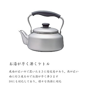 Sori Yanagi Stainless Steel Kettle, 0.6 gal (2.5 L), Induction Compatible, Mirror