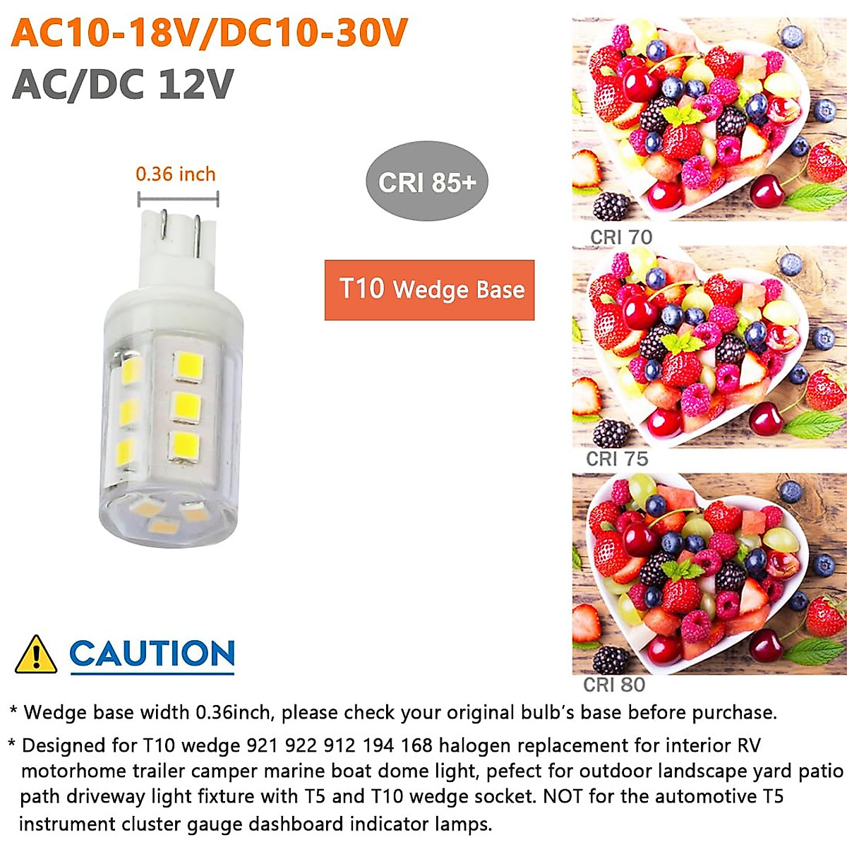 MR16 LED Light Bulb 6W 35-50W Halogen Replacement 2700K Warm White ac/dc 12V GU5.3 Outdoor Landscape Lighting,ETL Certificate ,Not Dimmable-6 Pack