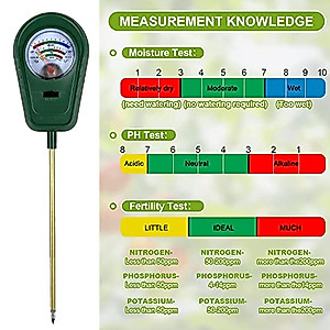 Upgraded 3 in 1 Soil Moisture/PH/Fertility Meter Soil Test Kit Soil Moisture Meter 90 Degree Foldable Soil Test Kit for Lawns, Garden, Farm, House, Indoor, Outdoor, Plants No Battery Needed (A)