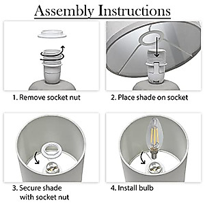 Simple Designs LT1138-GRY 11.02" Traditional Mini Modern Ceramic Texture Pastel Accent Bedside Table Desk Lamp w Matching Fabric Shade for Home Decor, Bedroom, Nightstand, Living Room, Entryway, Gray