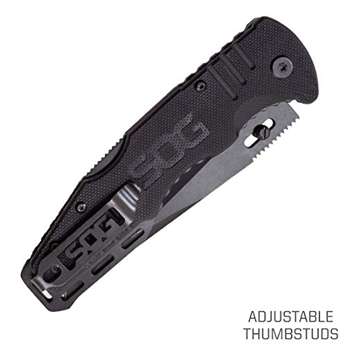 SOG Folding Pocket Knife – Salute Tactical Knife, EDC Knife, Tactical Folder Knife, Work Knife, 3.63 Inch Black Pocket Knife with Thumbstud (FF11-CP)