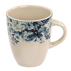 Elama Traditional Dessert Rose 16 Piece Dinnerware Set, Desert with Blue Rose Accents (EL-BLUE-ROSE)