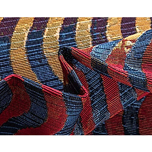 Unique Loom Outdoor Modern Collection Area Rug - Wavy (5' 3" x 8' Rectangle, Multi/ Beige)