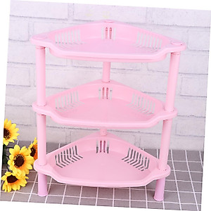 BUGUUYO 3Layer Plastic Small Storage Organizer Basket Corner Shelf Rack for Home Bathroom Kitchen Compact Design for Efficient Space Saving