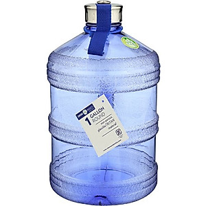 New Wave Enviro Iconic 1 Gallon BPA Free Water Bottle (Round), Built in Handle and Stainless Steel Cap, 1 Gallon Capacity Bottle, Faint Blue