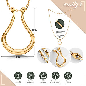 Emily C Original Patented Ring Holder Necklace,Stainless Steel Necklace Ring Holder,Women & Men Wedding Ring Holder Necklace, Stainless Steel, Cubic Zirconia