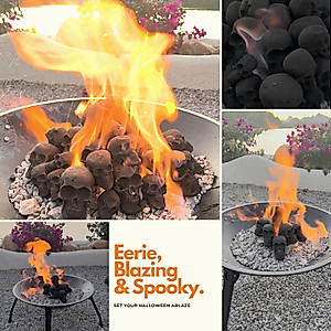 Heyfurni Ceramic Skulls for Fire Pit, Outdoor Fire Tables, 10pcs Reusable Spooky Imitated Human Skull Gas Log for Party, Bonfire,Campfires, Fireplaces, 3 inch