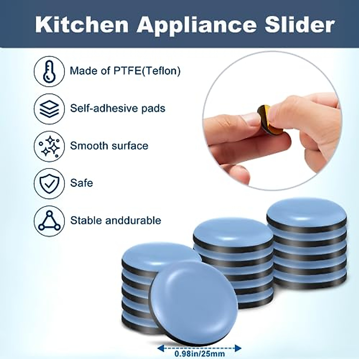 Appliance Slider - 20PCS DIY Adhesive Teflon Self-Stick Slider Easy Moving & Saving Space Pad for Countertop Small Kitchen Appliance Blenders, Coffee Makers, Air Fryers, Pressure Cookers, Stand Mixer