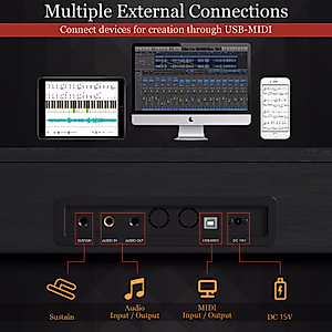 Costzon 88-Key Weighted Piano Keyboard Full Size, Portable Midi Keyboard Hammer Action Duet Mode with Sustain Pedal, Built-in Speaker, Headphone and Power Supply for Beginner/Adults (Black)