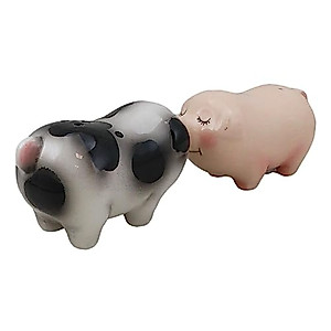 Ebros Gift Ceramic Star Crossed Lovers Chubby Country Farm Bacon Porky Pig Couple Kissing Salt And Pepper Shakers Set Valentines Pigs Piglets Figurines Party Kitchen Tabletop Collectible Accents