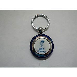 SHELBY AMERICAN CS SNAKE BLUE WHITE LOGO ROUND PLASTIC KEYCHAIN - BLUE