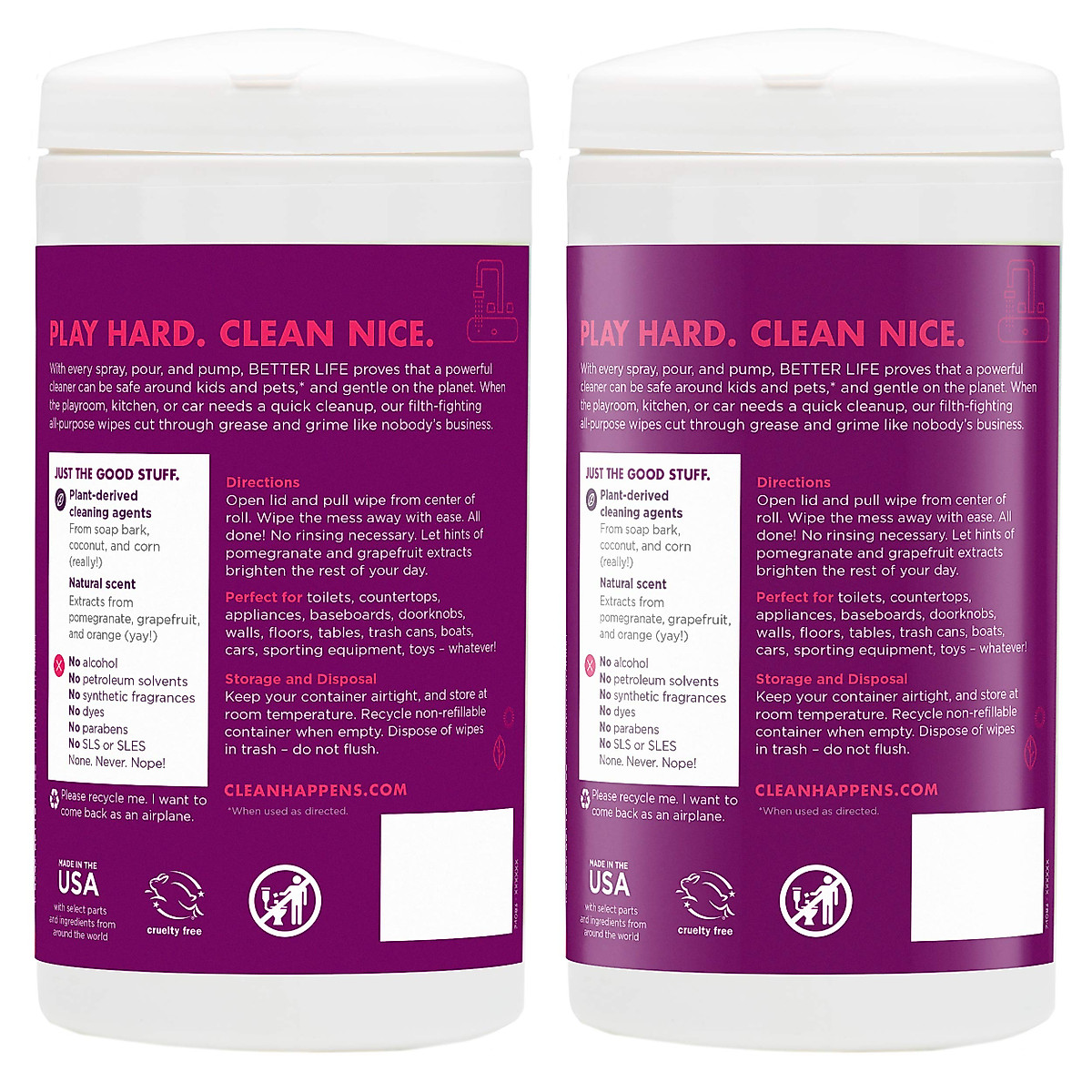 Better Life Natural AllPurpose Cleaning Wipes, Pomegranate Scent, 140 Count