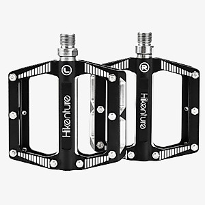 Hikenture Mountain Bike Pedals Road Bicycle Flat Pedals Adult Metal 9/16" Sealed Bearing Lightweight Aluminum Alloy Wide Platform Cycling Pedal for BMX/MTB